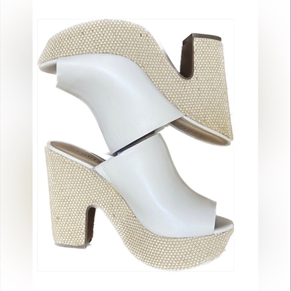 SCHUTZ | Shoes | Schutz Dandara White Platform Slide Heels | Poshmark